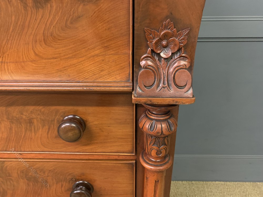 Victorian Flame Mahogany Scottish Chest Of Drawers - Antiques Atlas