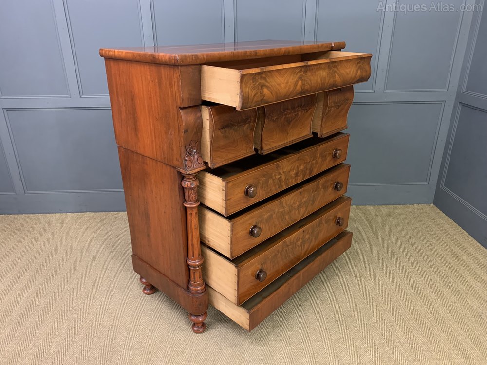 Victorian Flame Mahogany Scottish Chest Of Drawers - Antiques Atlas