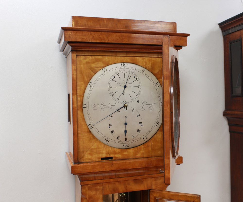 Antiques Atlas - Satin Birch Longcase Regulator - Muirhead, Glasgow