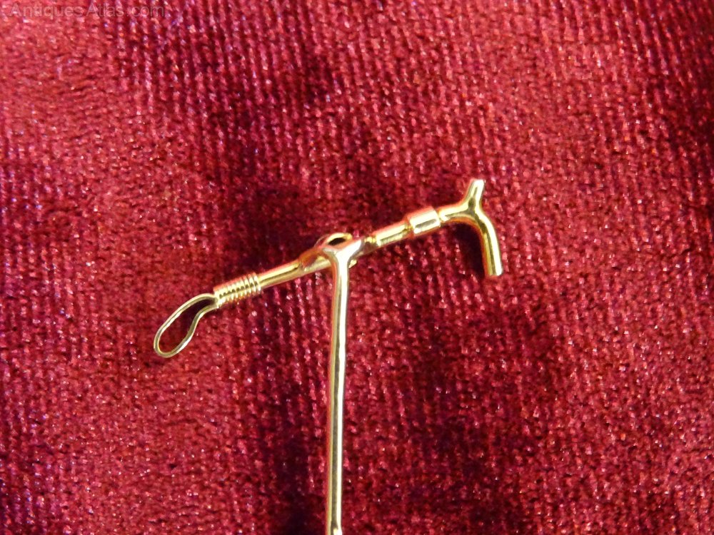 Antiques Atlas - Vintage 15ct Gold & Sapphire Riding Crop Tie Pin ...