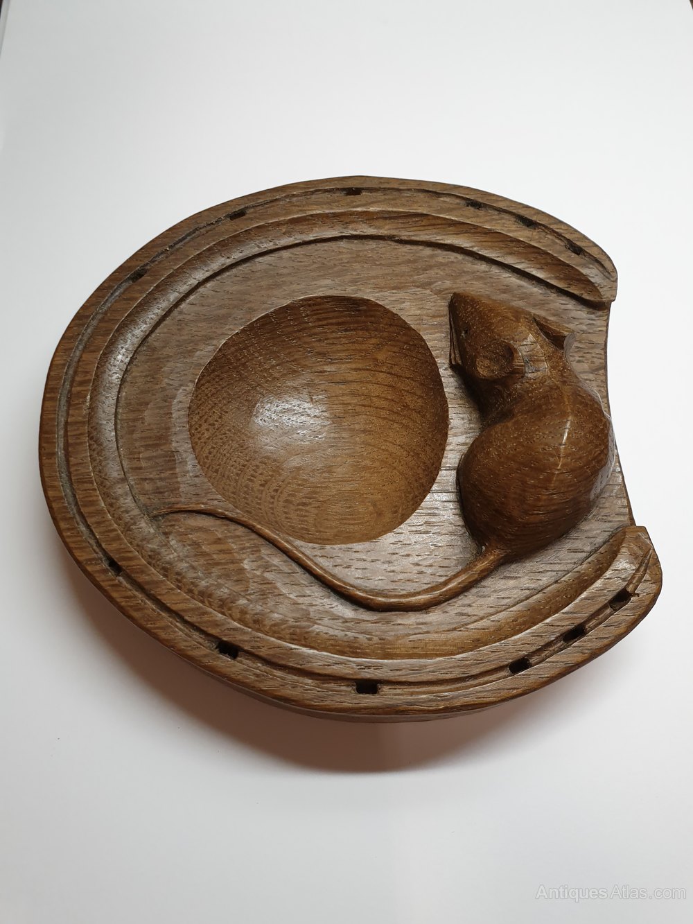 Antiques Atlas - Vintage Mouseman Carved Oak Pin Dish.