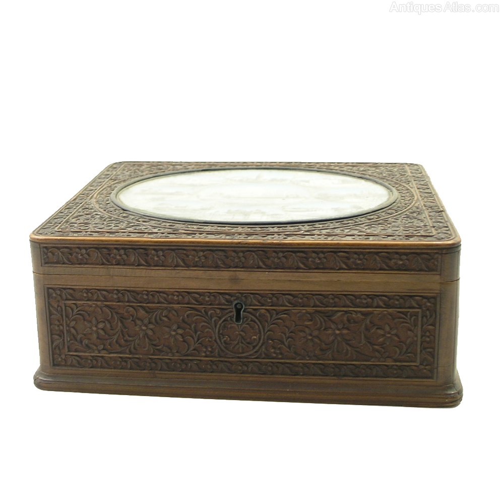 Antiques Atlas - Fine Anglo Indian Box With Painted Ivory Placque
