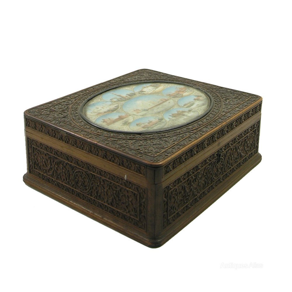 Antiques Atlas - Fine Anglo Indian Box With Painted Ivory Placque