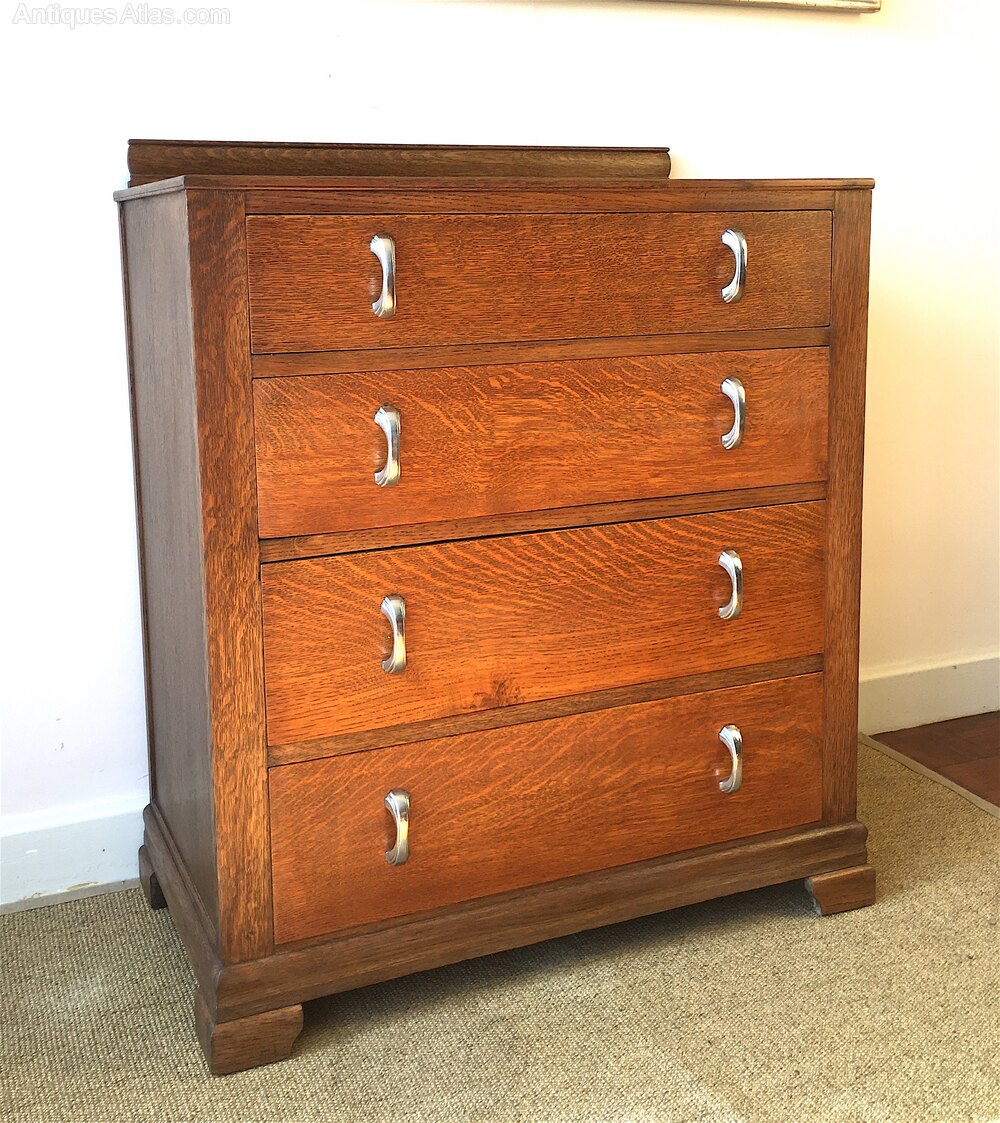 1930's English Oak Deco Period Chest Of Drawers as934a163 / 310324/01 ...