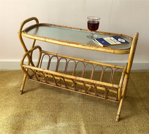 Antiques Atlas - 1950s Bamboo Glass Topped Magazine Table