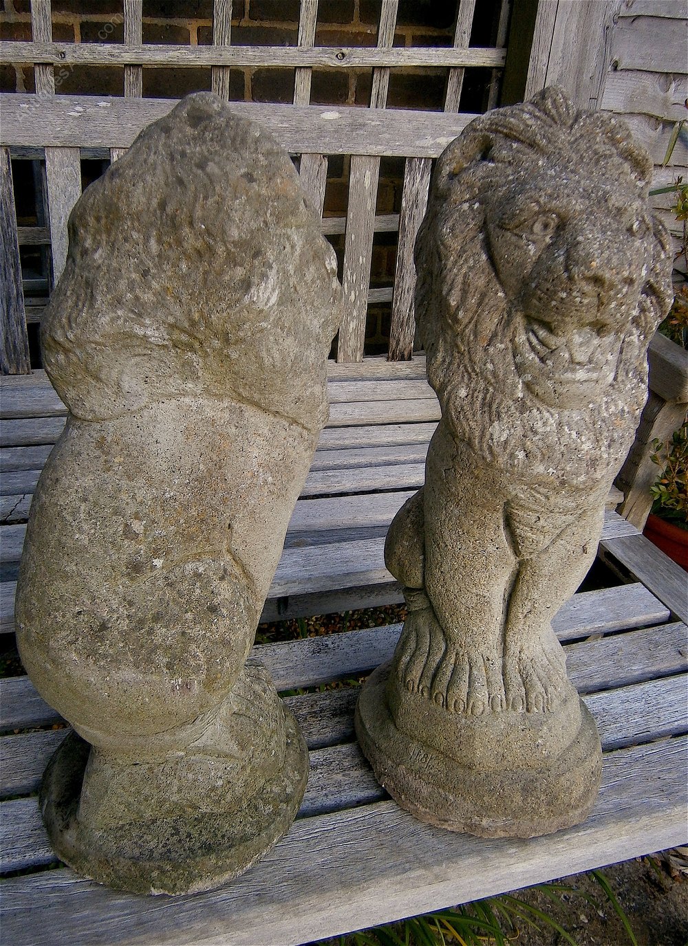 Antiques Atlas - A Pair Of Vintage Recon-stone Garden Lion Statues