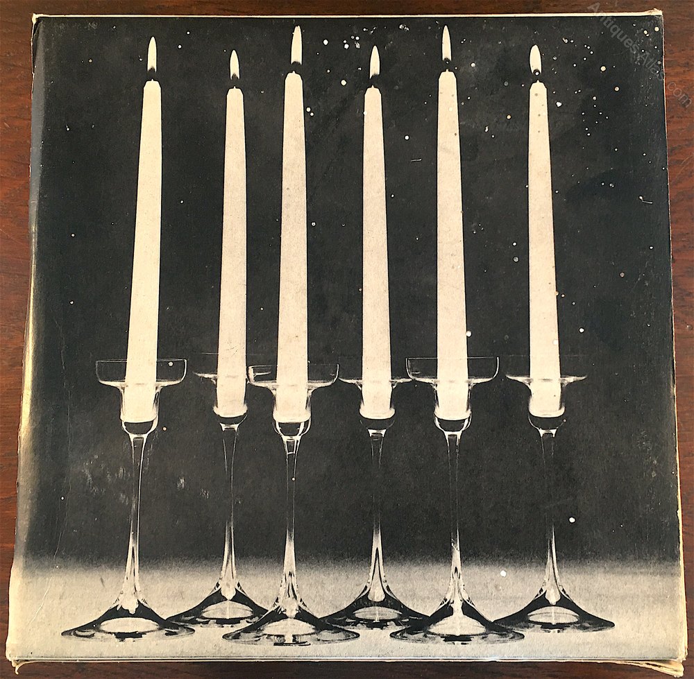 Antiques Atlas - Pair 1960s Dartington Smoked Glass Candlesticks