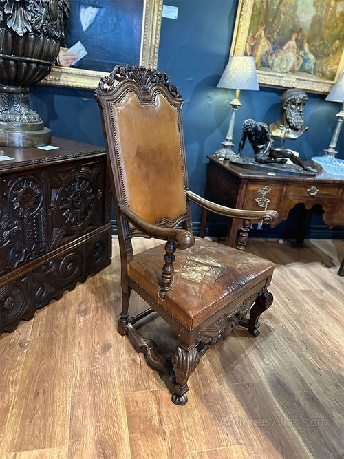A Fine Carolean Leather Bound Chair - Antiques Atlas