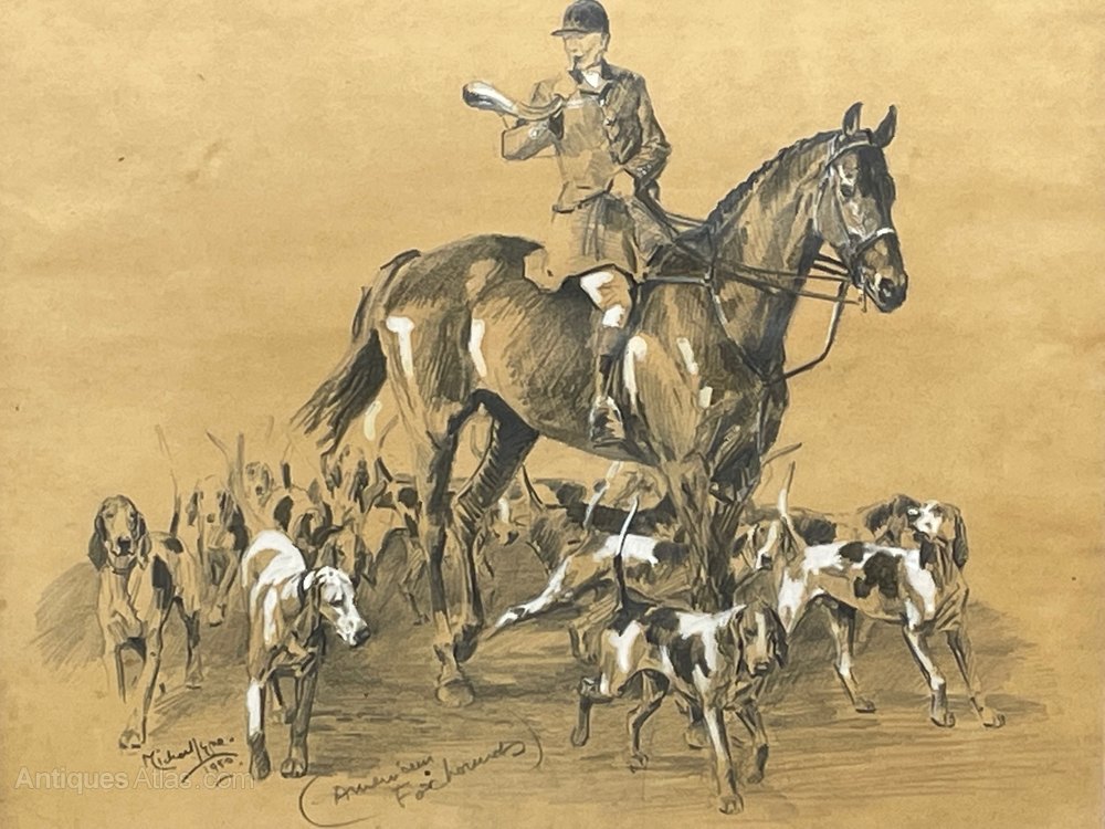 Antiques Atlas - Drawing American Foxhounds By Michael Lyne as1013a567