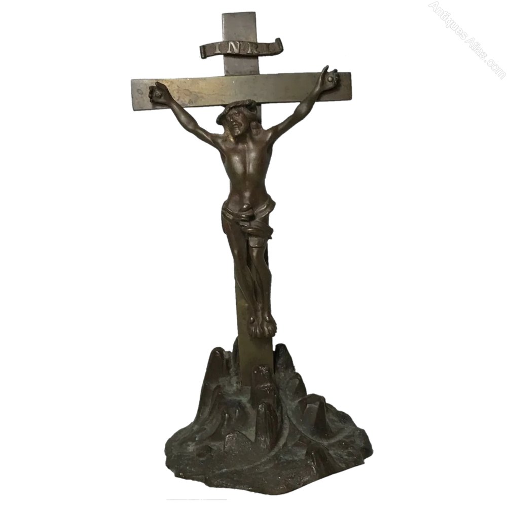Antiques Atlas - French Bronze Religious Crucifix Jesus Cross Statue