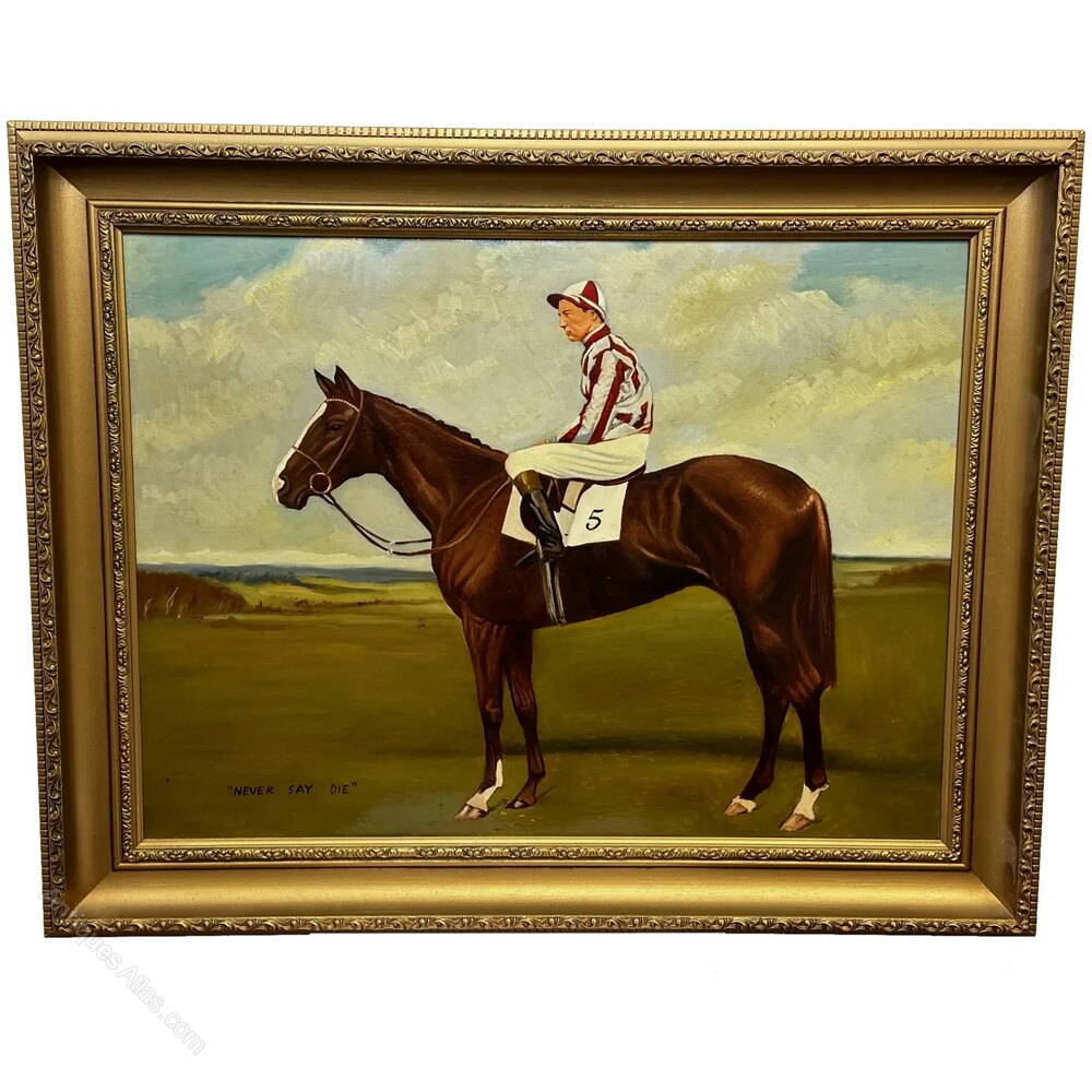 Antiques Atlas - Painting Lester Piggott No5 Race Horse Never Say Die ...