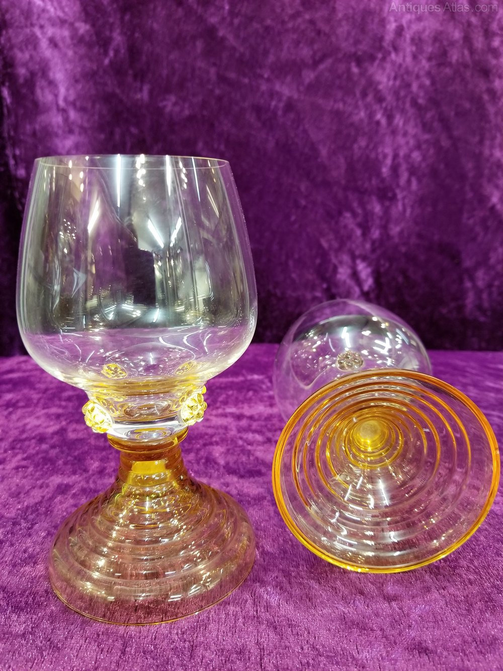 Antiques Atlas - Pair Of Bohemian Hock Glasses