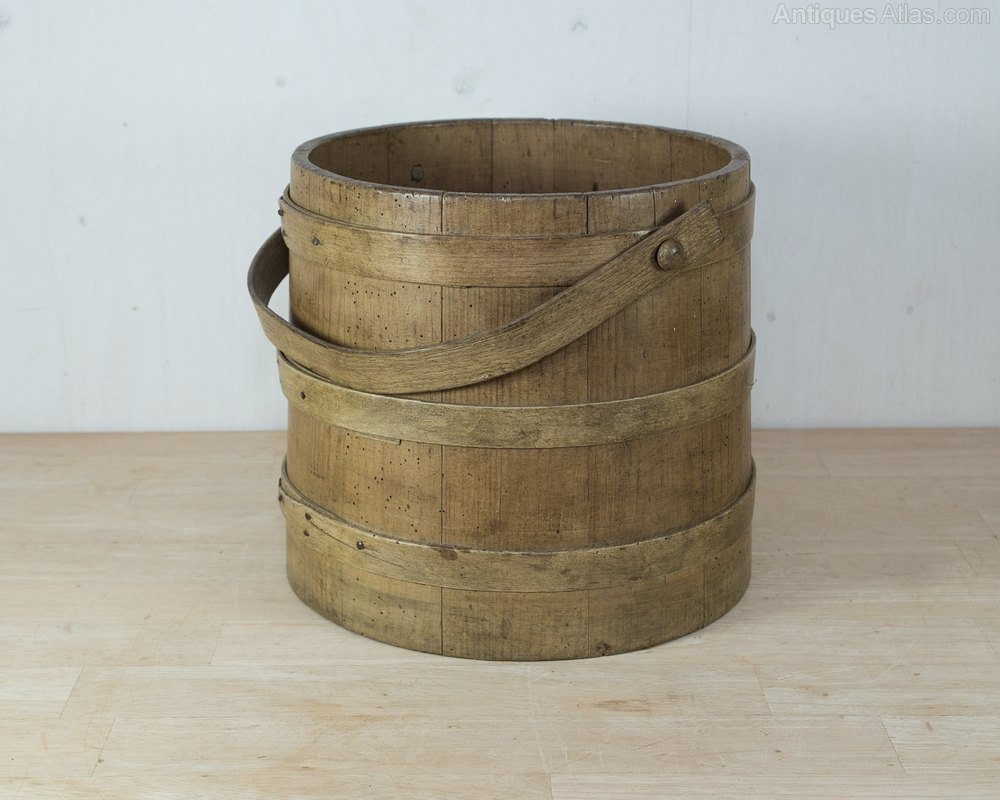Antiques Atlas - 19th C Wooden Staved Bucket - Firkin