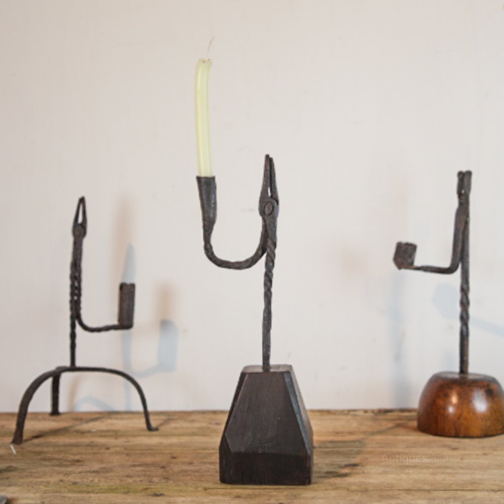 Antiques Atlas - Table Rushlight And Candlestick Socket Circa 1800