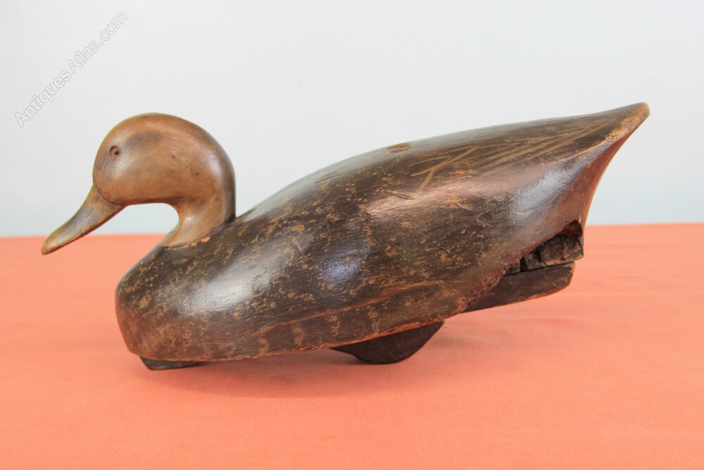 Antiques Atlas - Antique American Carved Wooden Decoy Duck Stamped ...