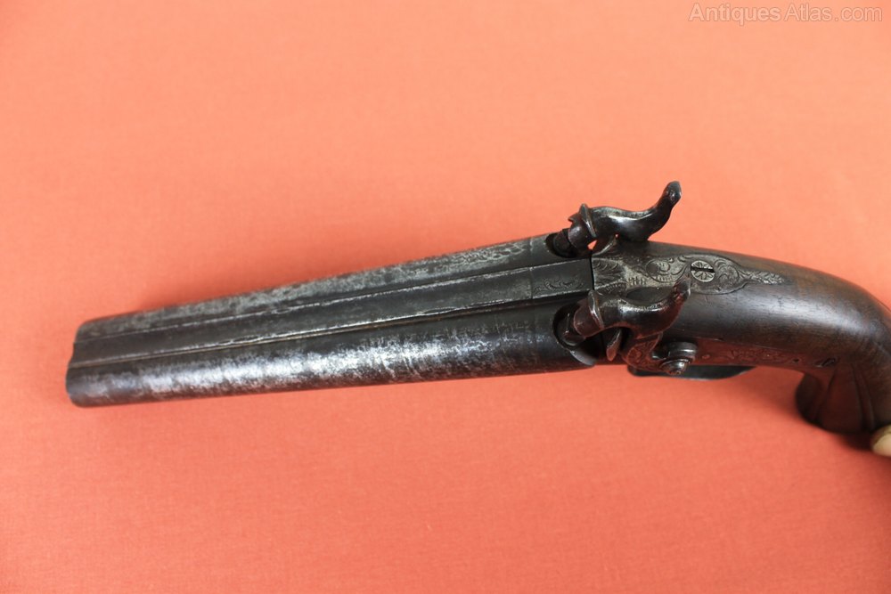 Antiques Atlas - Antique Percussion Double Barrelled Spanish Pistol