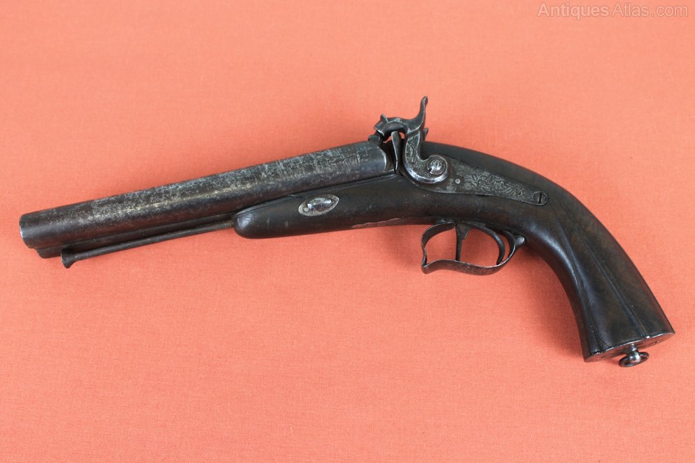 Antiques Atlas - Antique Percussion Double Barrelled Spanish Pistol