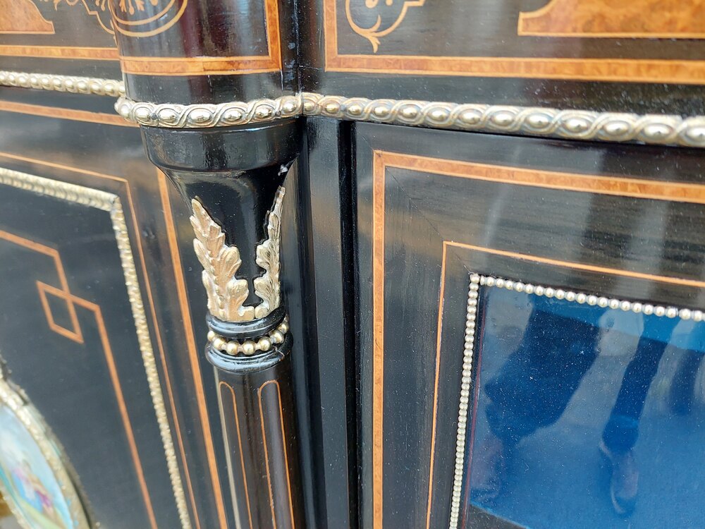 Victorian Walnut, Ebonised & Marquetry Credenza - Antiques Atlas
