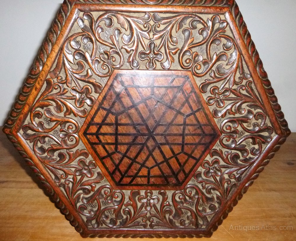 Middle Eastern/Anglo Indian Hexagonal Carved Table ac023a395 - Antiques ...