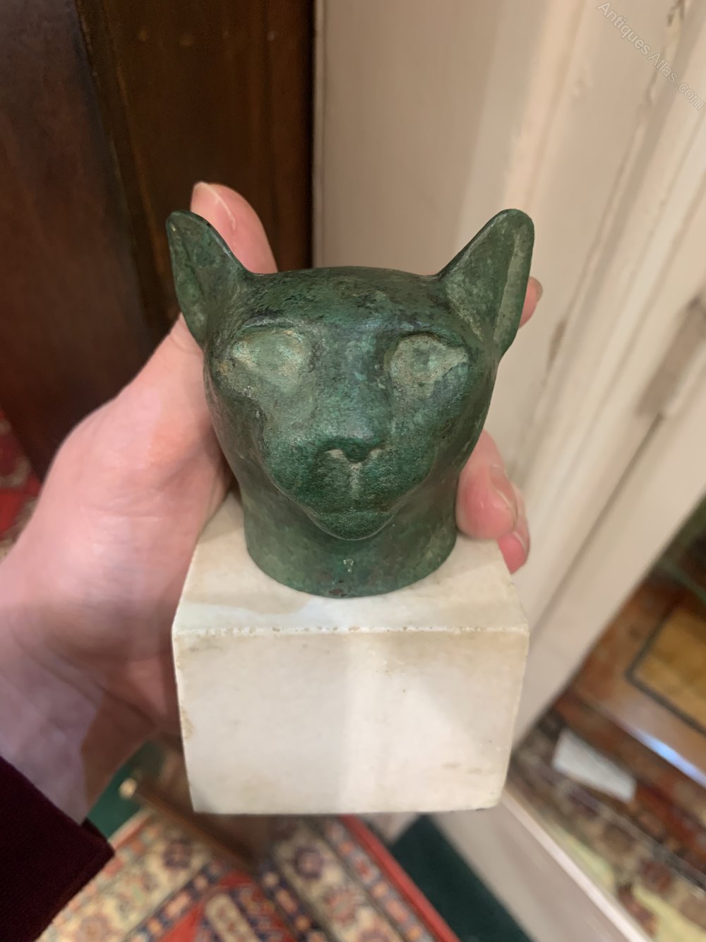 Antiques Atlas - Egyptian Bronze Cat Head For The Goddess Bastet