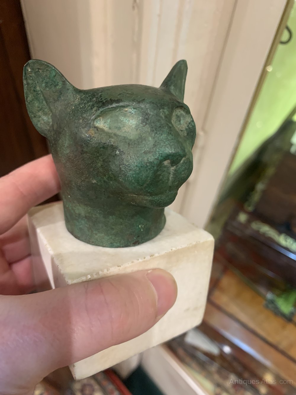 Antiques Atlas - Egyptian Bronze Cat Head For The Goddess Bastet