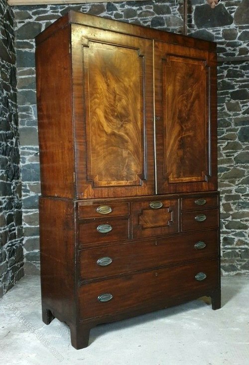 Cupboard Drawers Press Georgian 1750 Mahogany - Antiques Atlas