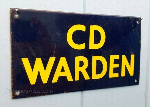 Antiques Atlas - WW2 1940s Civil Defence DC Warden Enamelled Sign