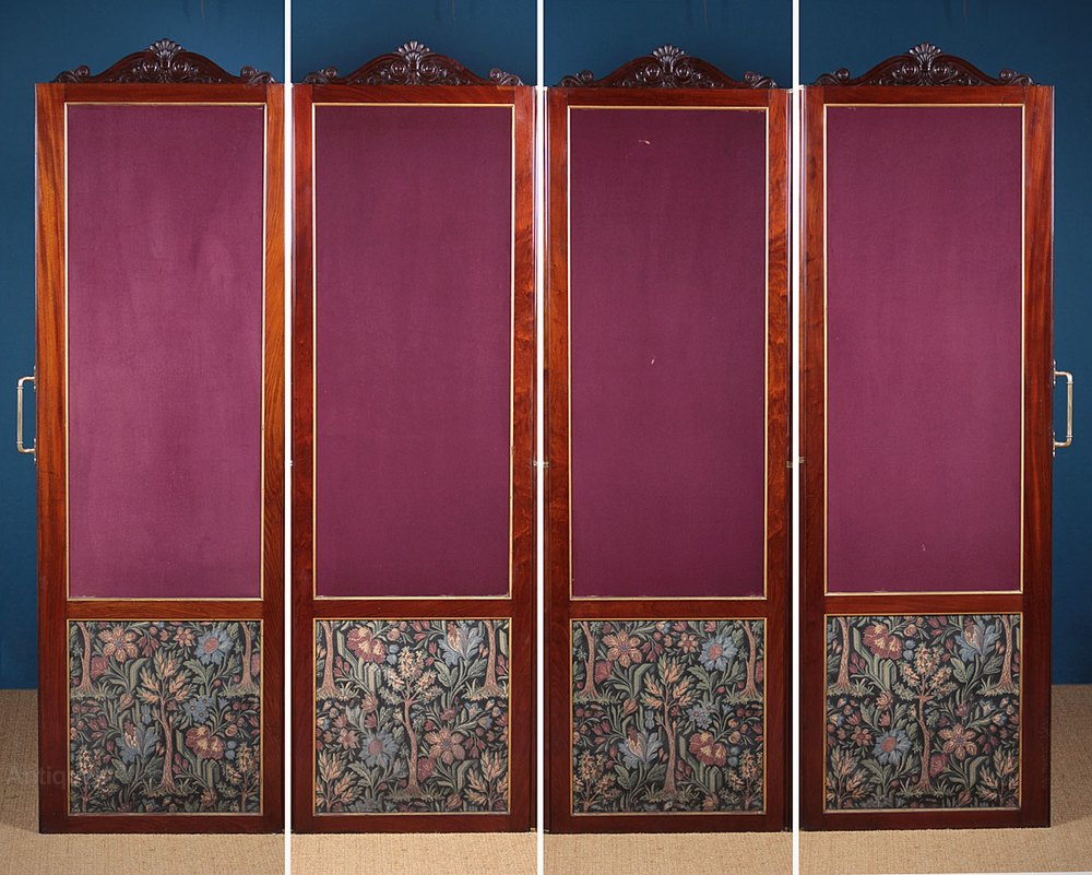 19th.c. Four Panel Folding Screen C.1890. - Antiques Atlas