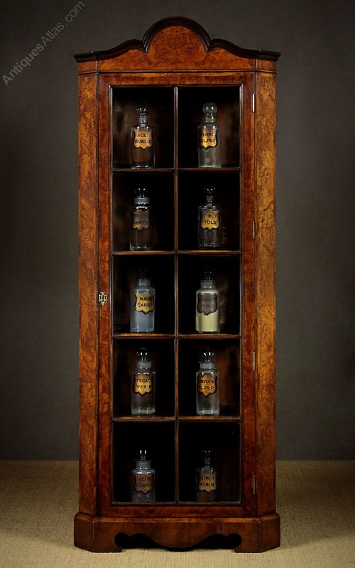 Burr Walnut Corner Display Cabinet C.1920. - Antiques Atlas