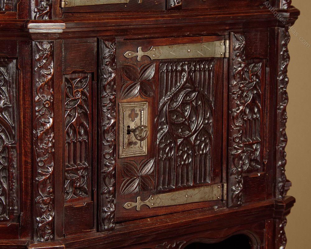 Carved Gothic Oak Credence Cupboard C.1880 - Antiques Atlas