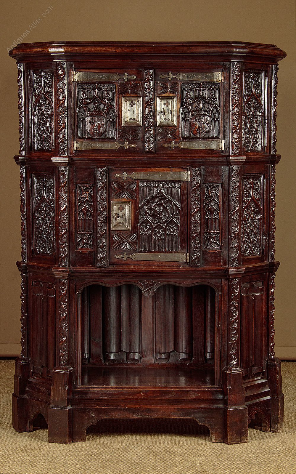 Carved Gothic Oak Credence Cupboard C.1880 - Antiques Atlas