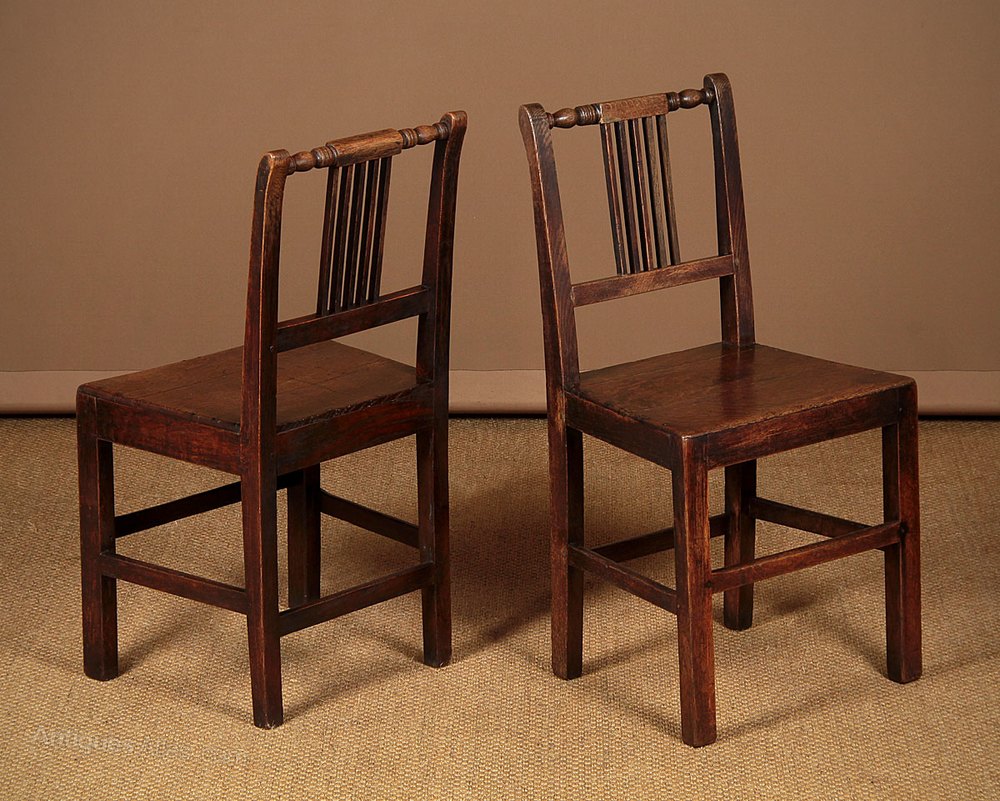 Four Welsh Oak Cottage Dining Chairs C.1850. - Antiques Atlas