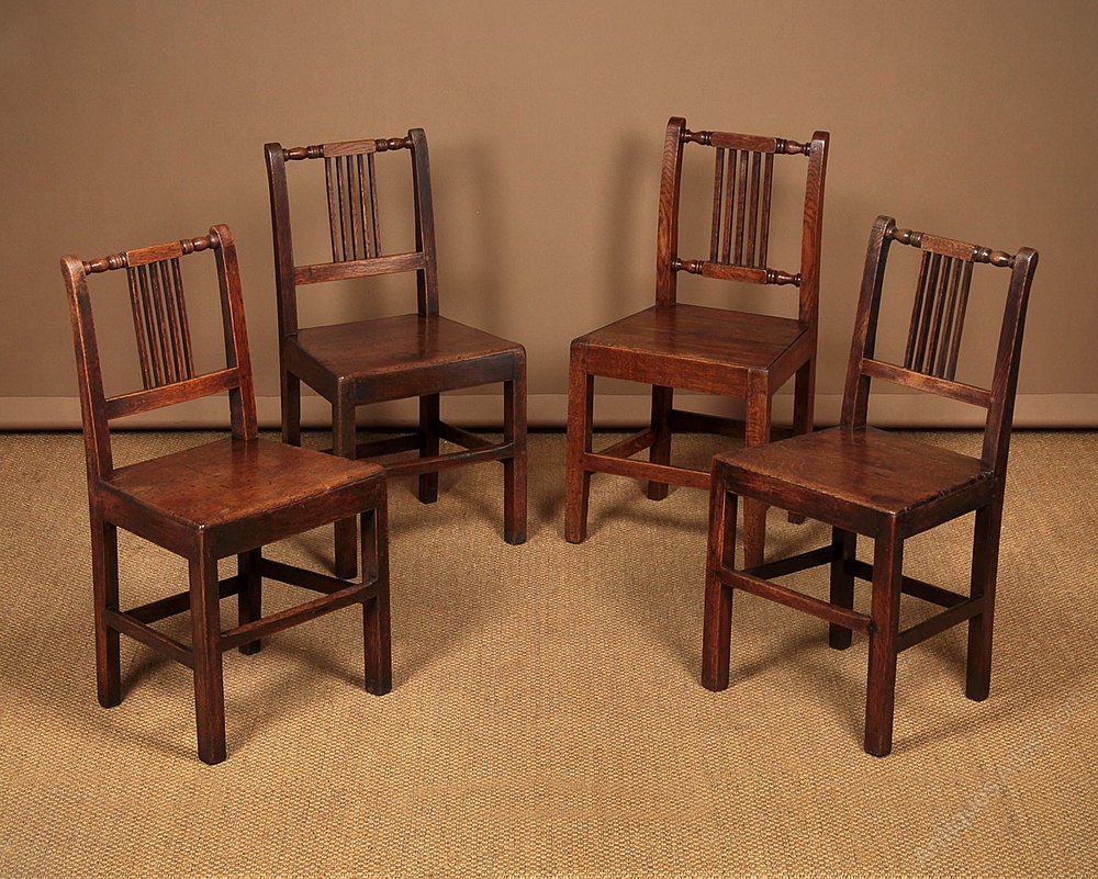 Four Welsh Oak Cottage Dining Chairs C.1850. - Antiques Atlas