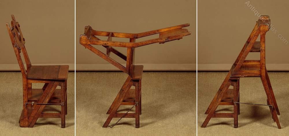 Metamorphic Oak Library Steps & Side Chair C.1880 ac049a8695 / 35901 ...