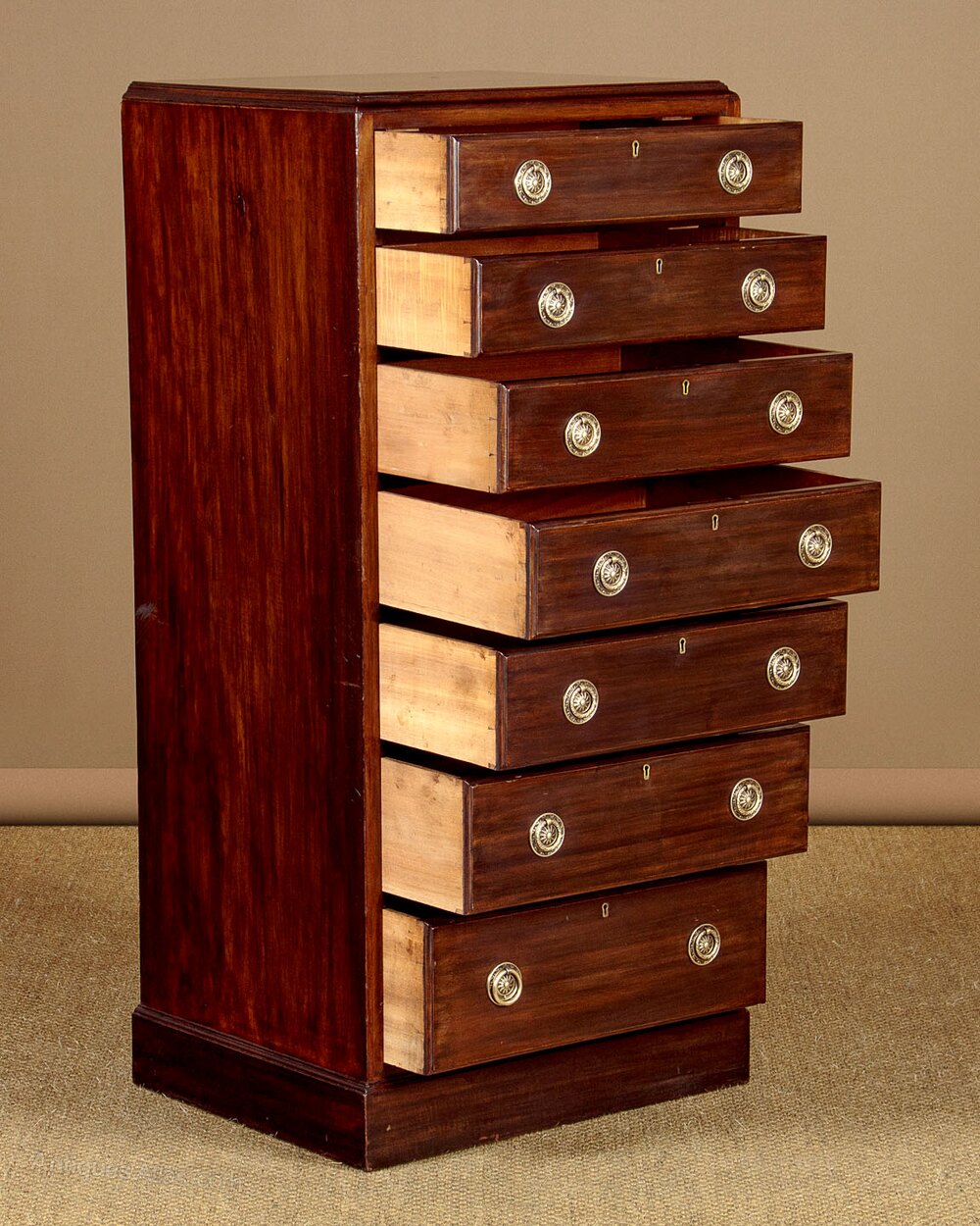 Narrow Mahogany Chest Of Drawers C.1930 - Antiques Atlas