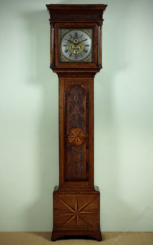 Antiques Atlas - Oak Brass Face Longcase Clock C.1790.