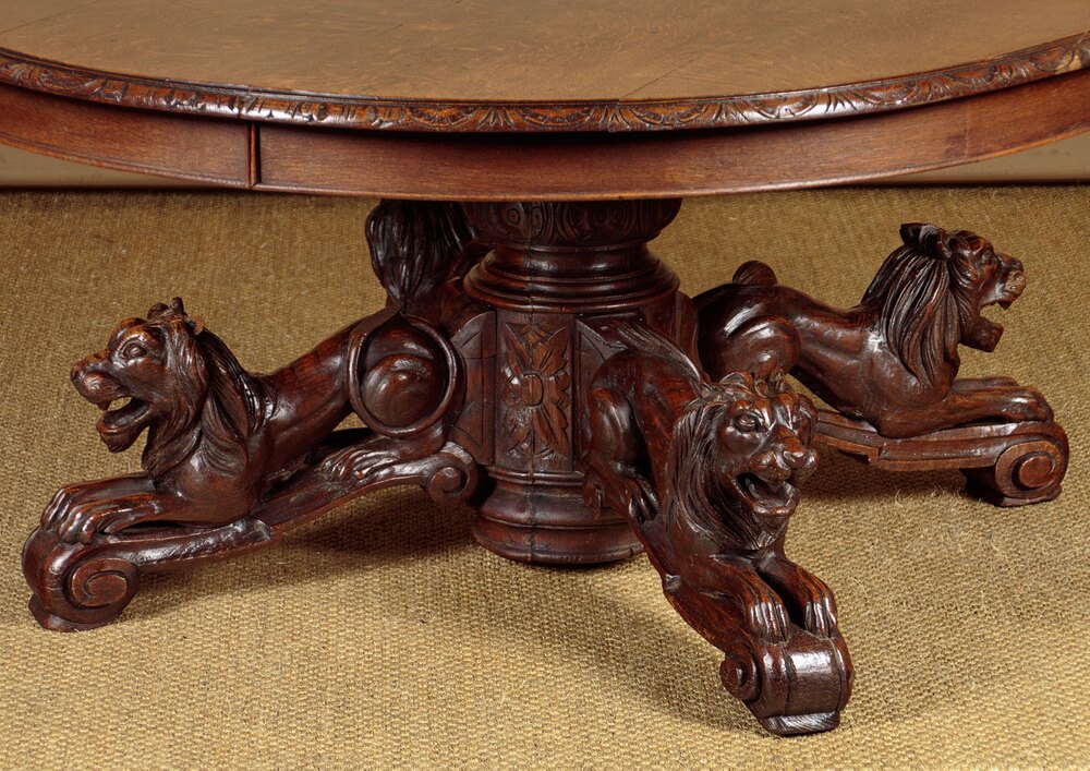 Oak Coffee Table With Carved Lions C.1890 - Antiques Atlas