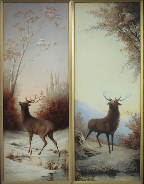 Antiques Atlas - Pair Of Large Stag Prints C.1910. ac049a2976 / 28247