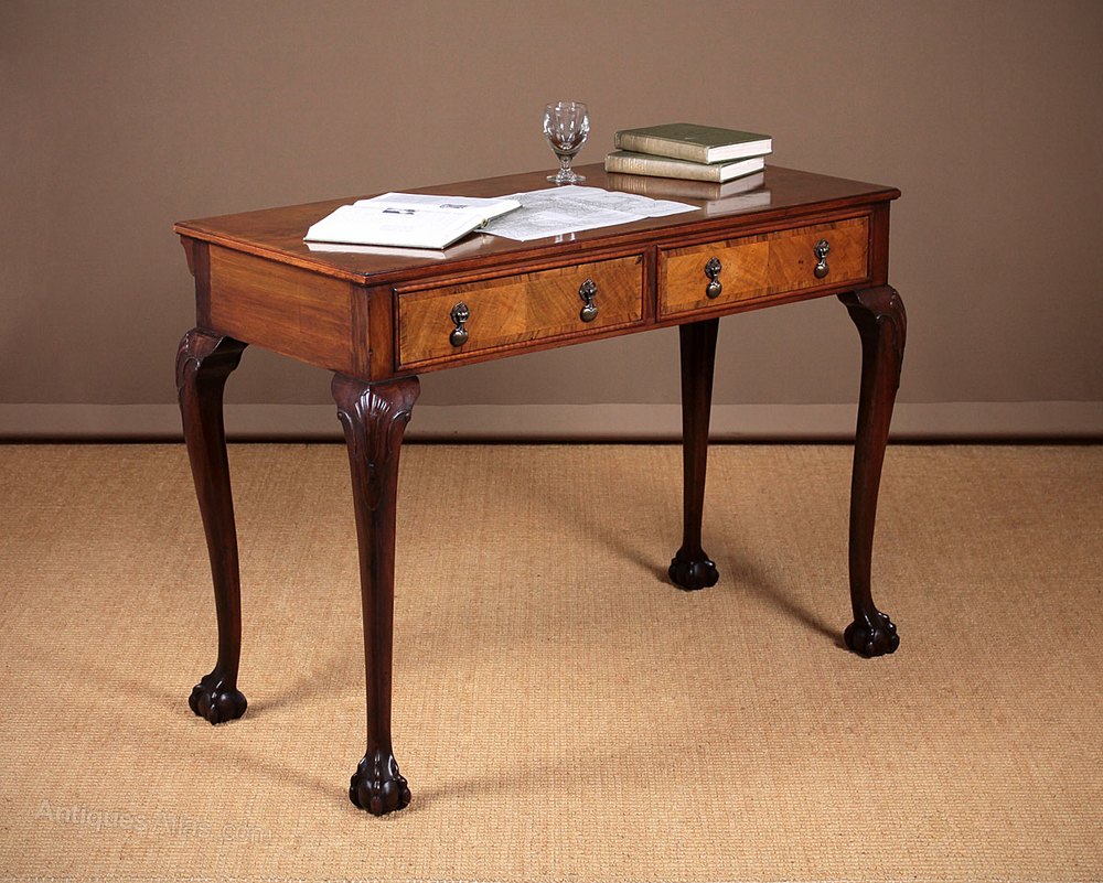 Two Drawer Walnut Writing Table C.1930. ac049a4737 / 30921 - Antiques Atlas