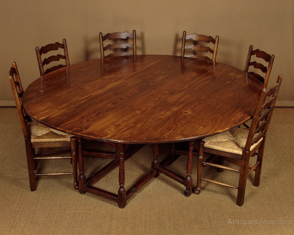 Very Large Oak Drop Leaf Table - Antiques Atlas
