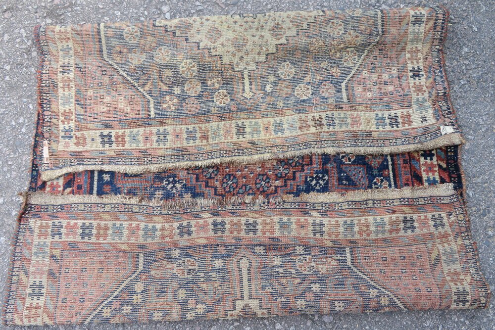 Antiques Atlas - Distressed Antique Khamseh Arab Tribal Rug. 150cm ...