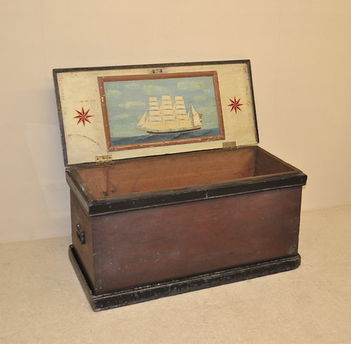 Seaman s Chest With Naive Painting Antiques Atlas
