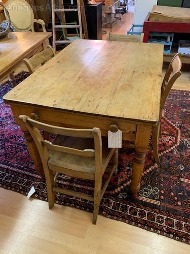 Pine Plank Top Kitchen Table - Antiques Atlas
