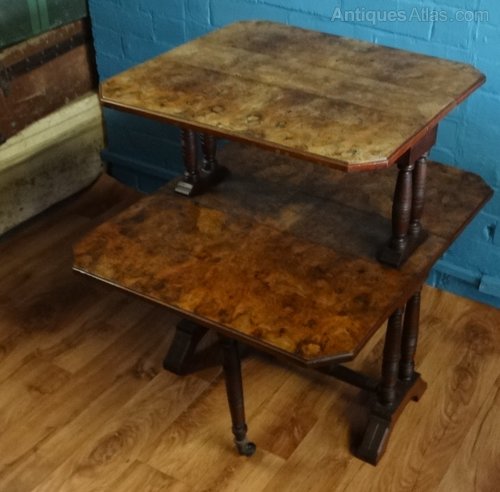 Two Tier Burr Walnut Sutherland Table as822a232 / F206 - Antiques Atlas