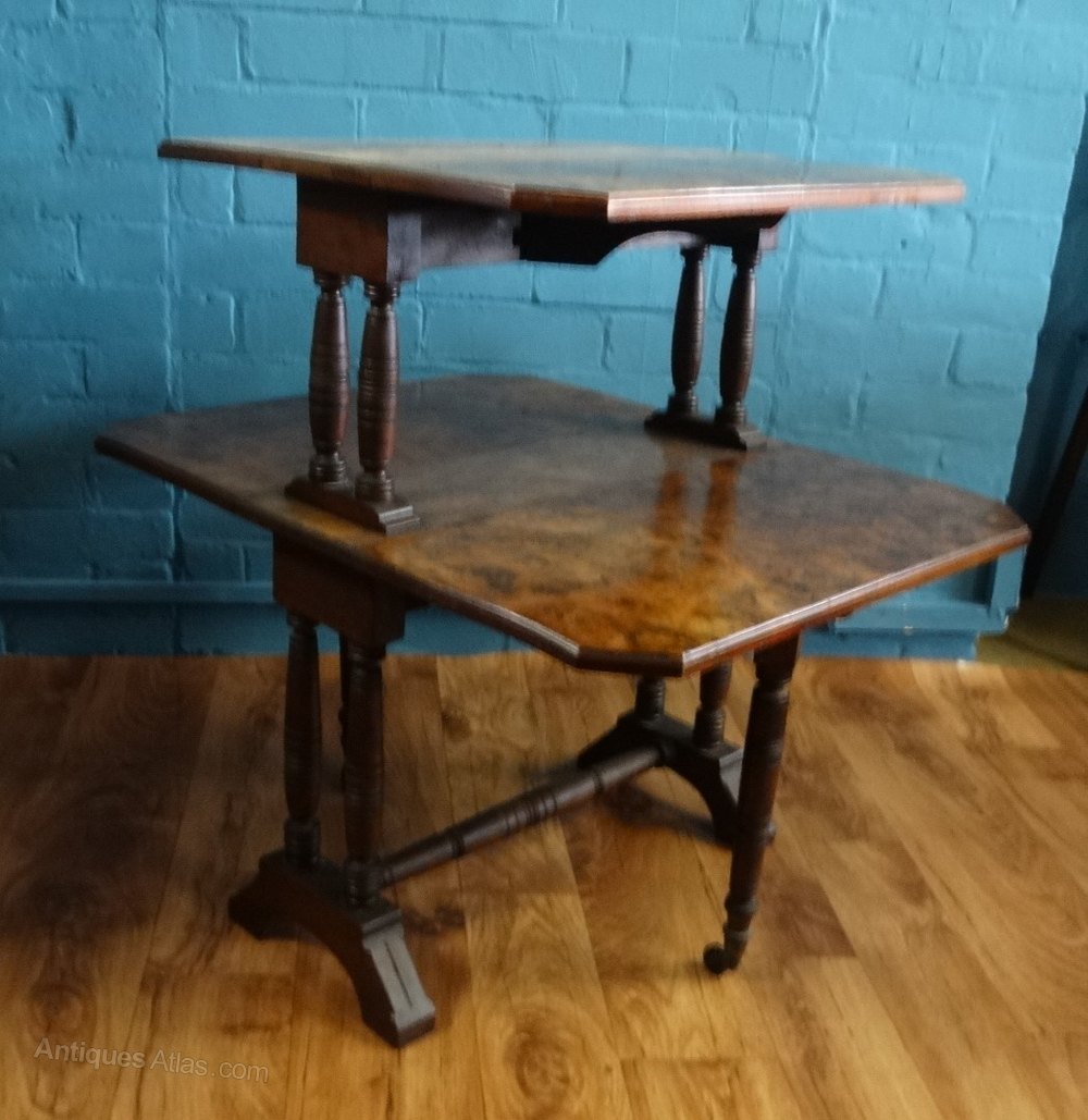 Two Tier Burr Walnut Sutherland Table as822a232 / F206 - Antiques Atlas