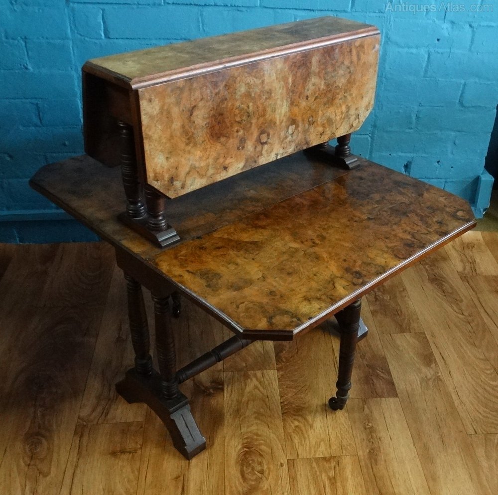 Two Tier Burr Walnut Sutherland Table as822a232 / F206 - Antiques Atlas