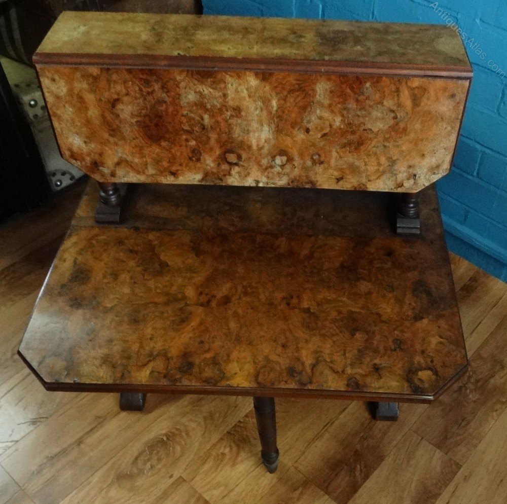 Two Tier Burr Walnut Sutherland Table as822a232 / F206 - Antiques Atlas