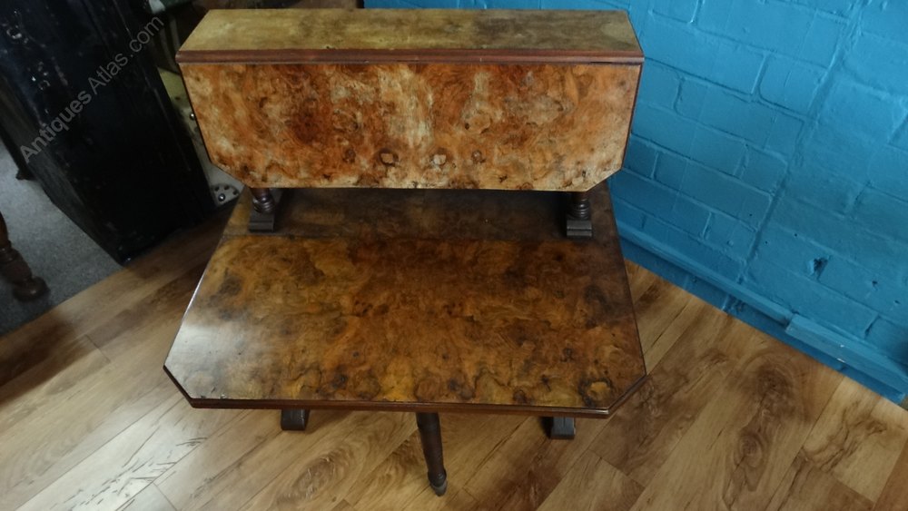 Two Tier Burr Walnut Sutherland Table as822a232 / F206 - Antiques Atlas