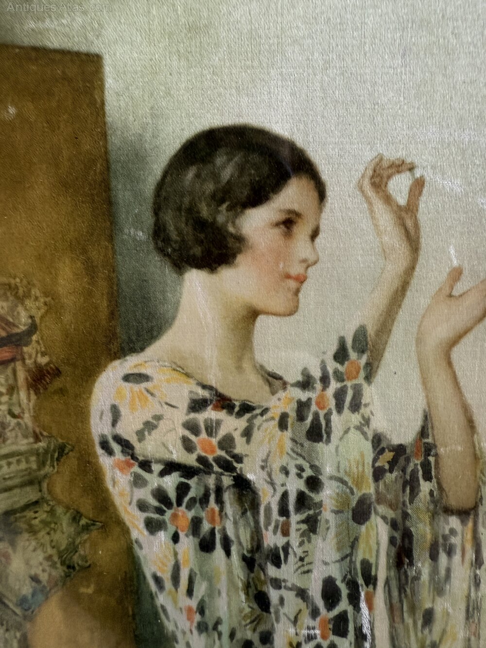 Antiques Atlas - Art Deco Lady Signed Print On Silk By W Margetson ...