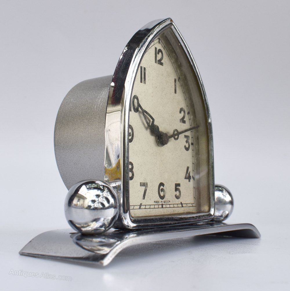 Antiques Atlas - Art Deco Chrome Desk Clock, C1930